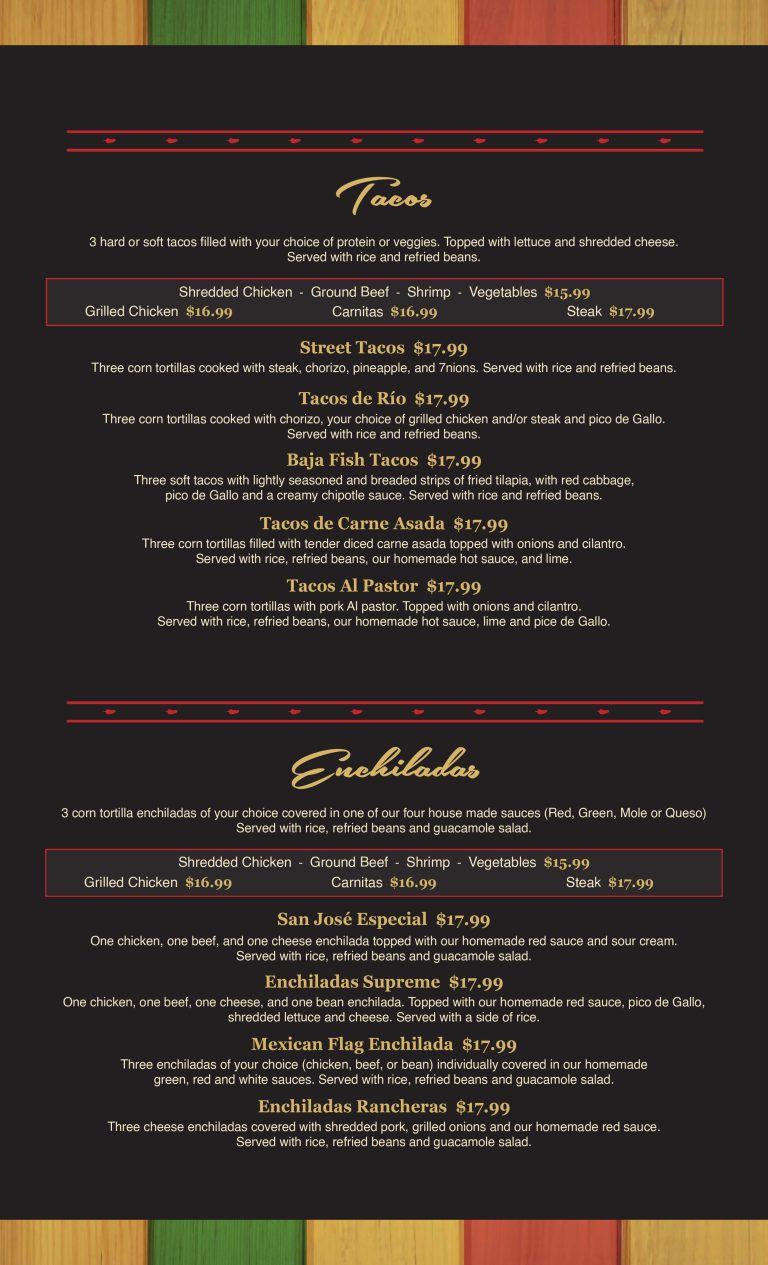 Menu – Tito’s Mexican Bar & Grill